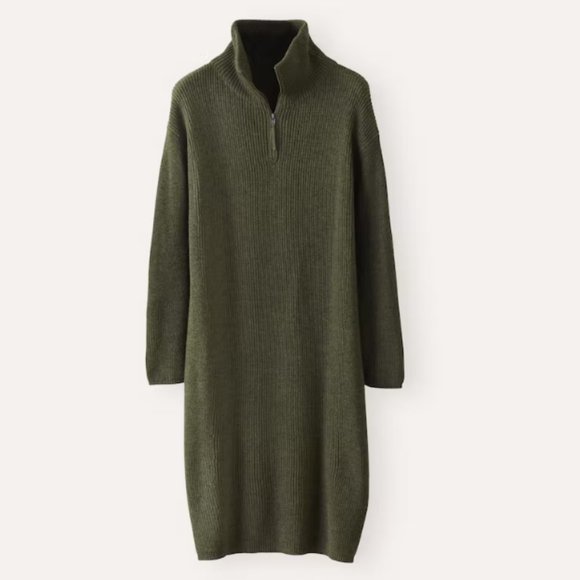 Poetry | Dresses | Poetry Organic Cotton Wool Funnel Neck Dress In Dark ...